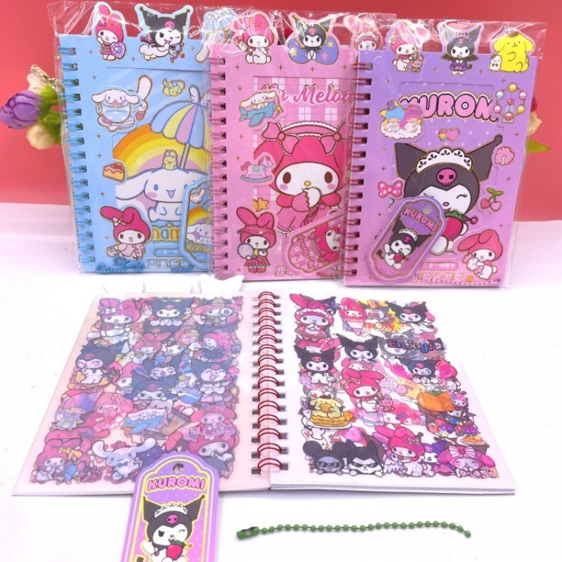 Sanrio Sticker Coil Book Hello Kitty Kuromi My Melody Cinnamorroll Diy ...