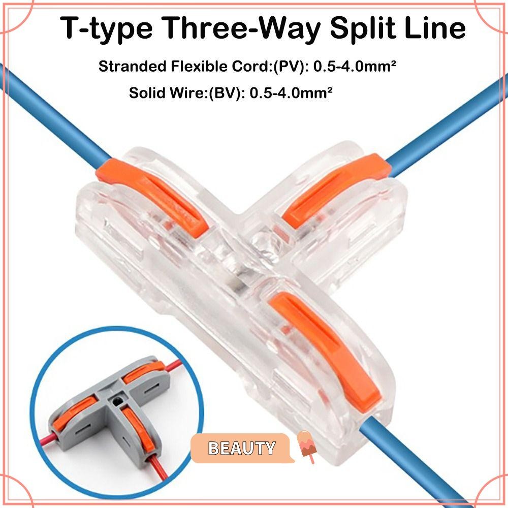 BEAUTYONE Wire Connector, Mini T Type Quick Terminal Block, Quick ...