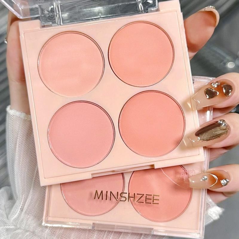 MINSHZEE茗希芝四色腮红显白自然学生修容盘哑光腮紫女MINSHZEE Mingxizhi Four color powder ...