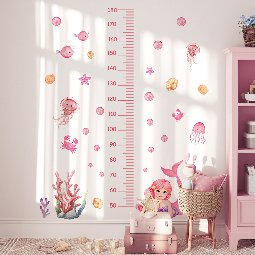 Wall Sticker Mermaid Wall Sticker Growth Chart for Kids, Height Chart ...