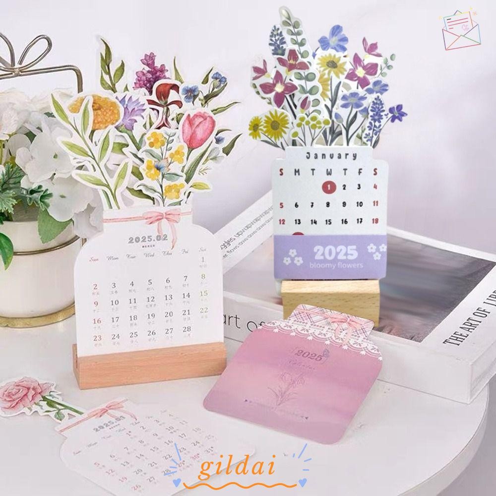 GILDAI Desk Calendar, Gift Vase Shaped Bloomy Flowers Desk Calendar ...