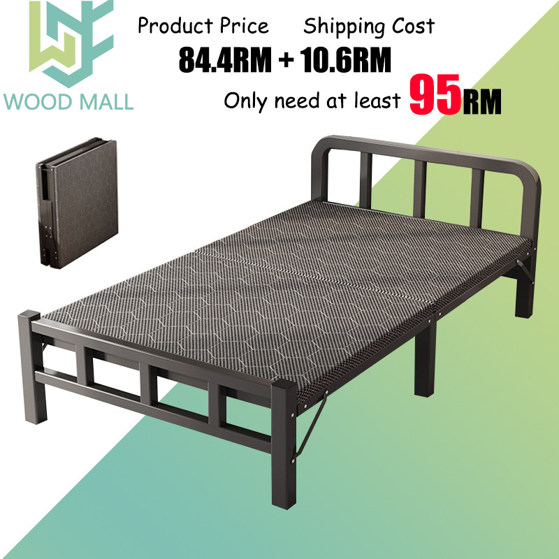 Metal Folding Bed Single/Super Single Bed Frame Katil Besi Thickening ...