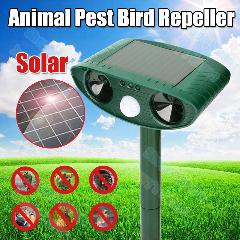 Ultrasonic Animal Control Solar Powered PIR Sensor Pest Bird Repeller ...