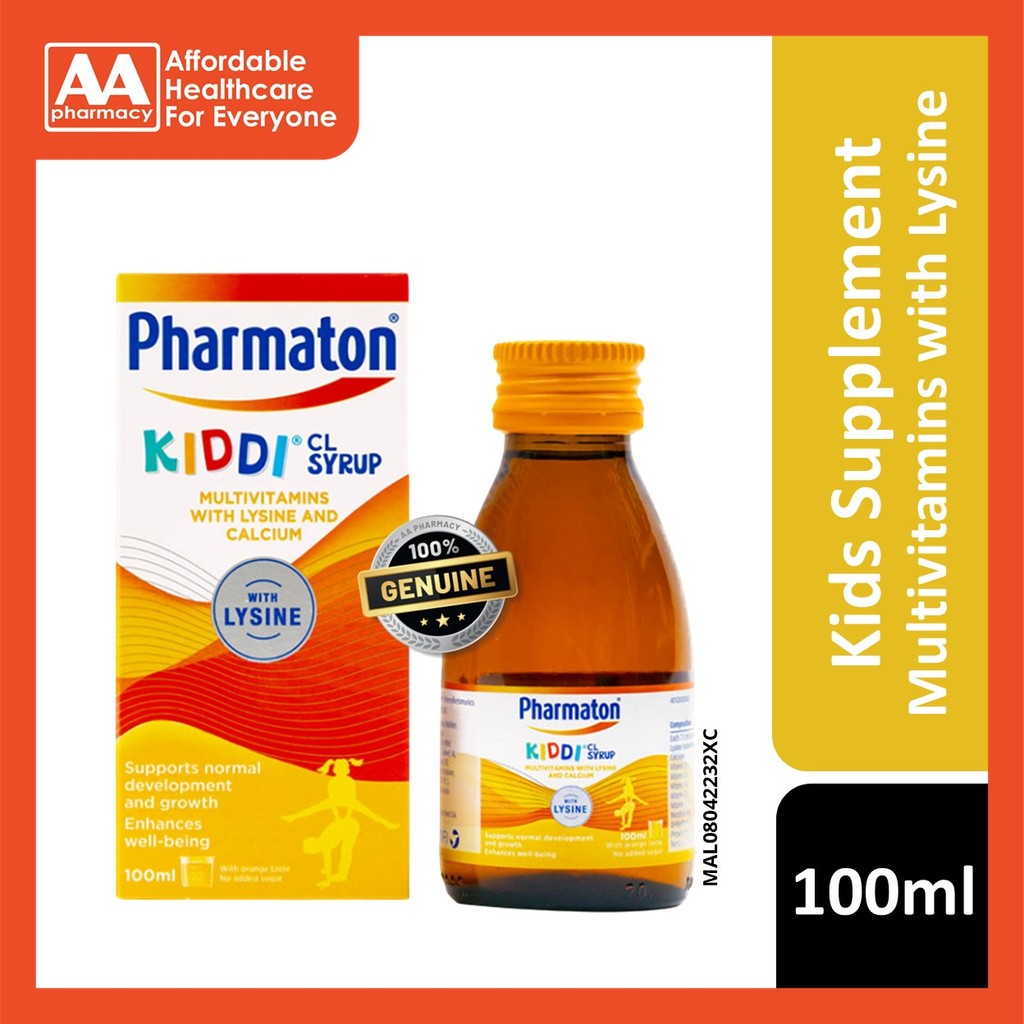 Pharmaton Kiddi CL Syrup 100ml - Multivitamins with Lysine and Calcium ...