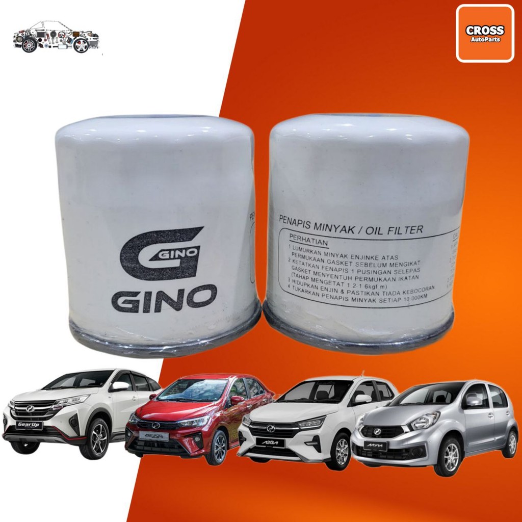 🚨GINO🚨 OIL FILTER PERODUA FOR AXIA / BEZZA / ARUZ / MYVI 2018 ABOVE ...