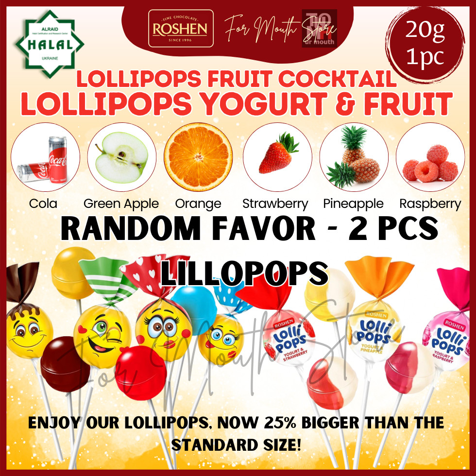 20gm x 2pcs ROSHEN Candy Gula Gula Viral Lollipops Fruit Cocktail ...