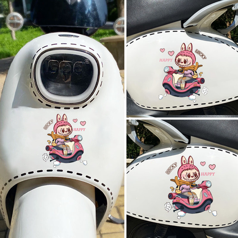 LABUBU stickers decorate cars, motorcycles, cute cartoon decorations ...