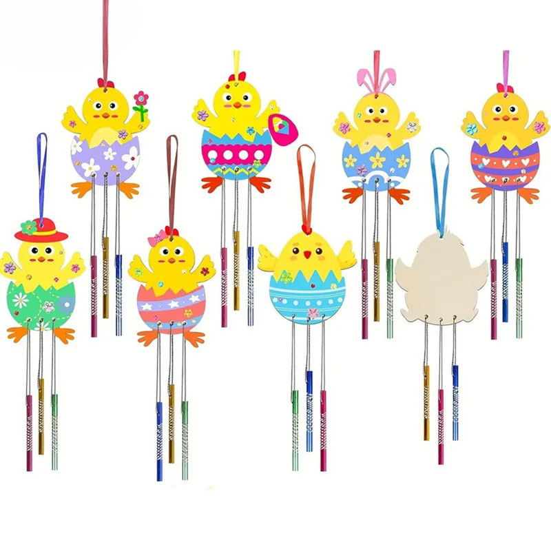 8pcs Easter Wind Chime Kit for Kids Easter Chick Wind Chimes DIY ...