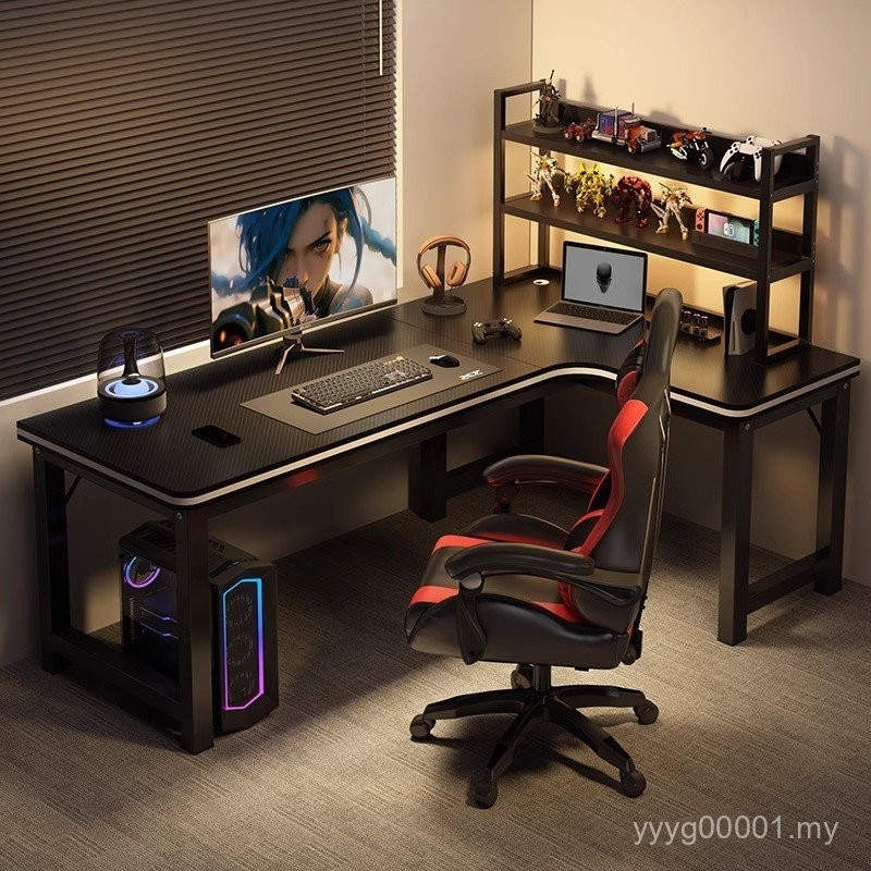 Bedroom Game Table Desktop Gaming Table Bookshelf Double Corner Table ...