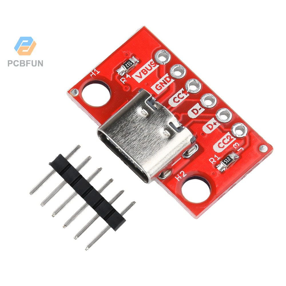 Pcbfun USB Type-C Connector Board DIY 3.1 Serial Basic Breakout Female ...