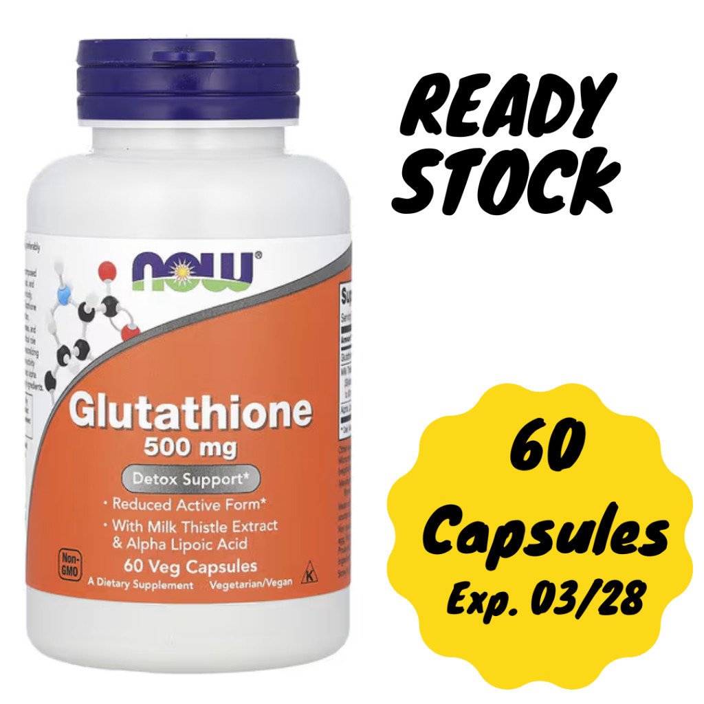 Now Glutathione 500 mg Free Radical Neutralizer 60 Veg Capsules ...