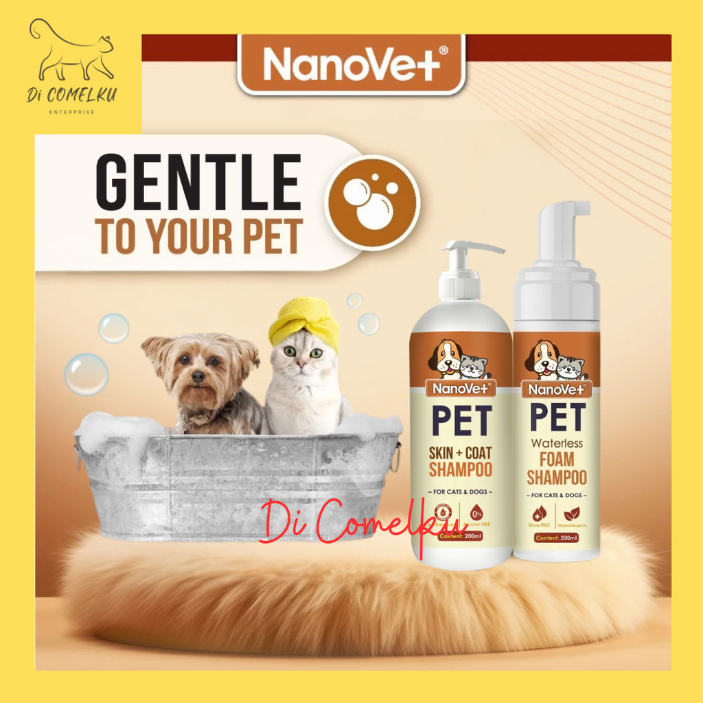 (200ml) Nanovet® Pet Skin + Coat Shampoo / No Rinse Waterless Pet Foam ...