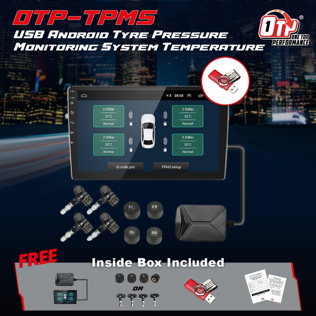 OTP TPMS USB Android Tyre Pressure Monitoring System Temperature ...