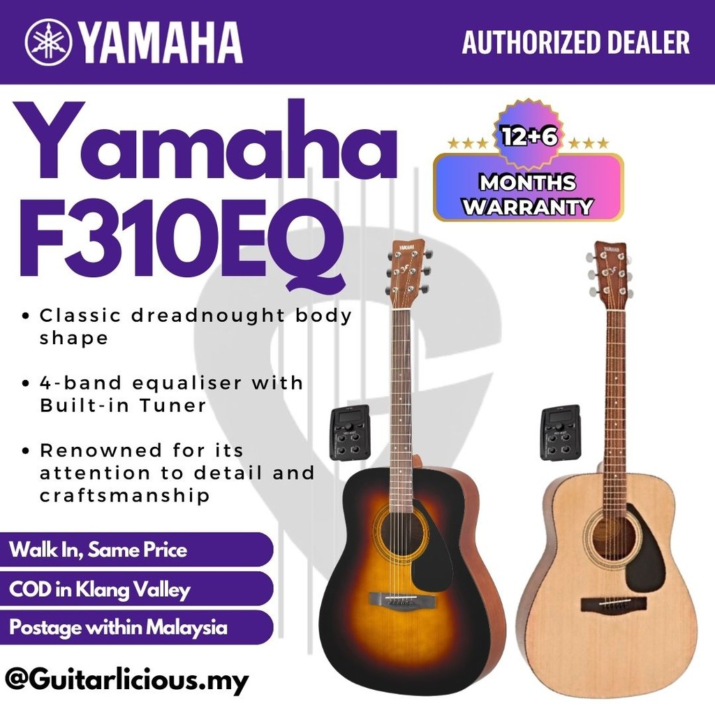 YAMAHA F310 Acoustic Guitar with EQ / Pick Up FREE Gig Bag (F310 with ...