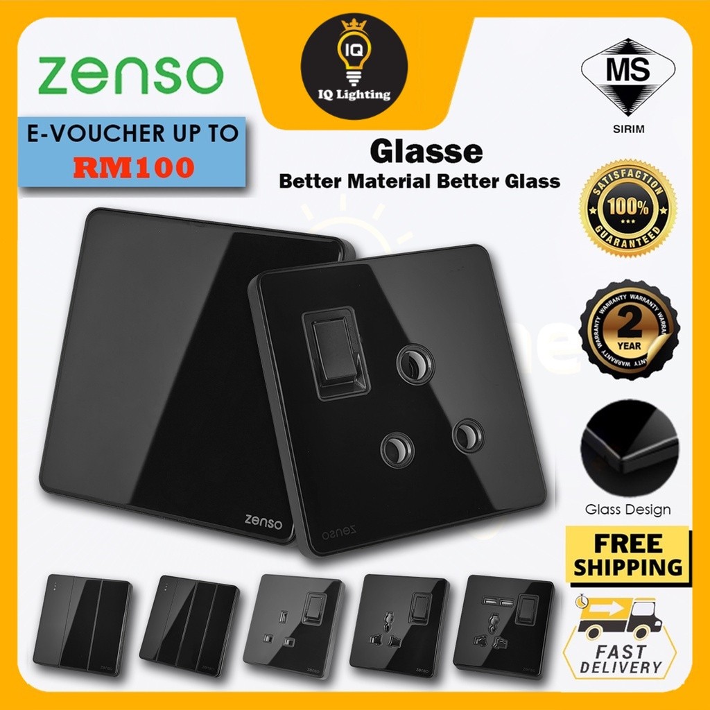 🔥SIRIM🔥 Zenso Glasse Switch Socket LED Neon Modern Design Wall Slim ...