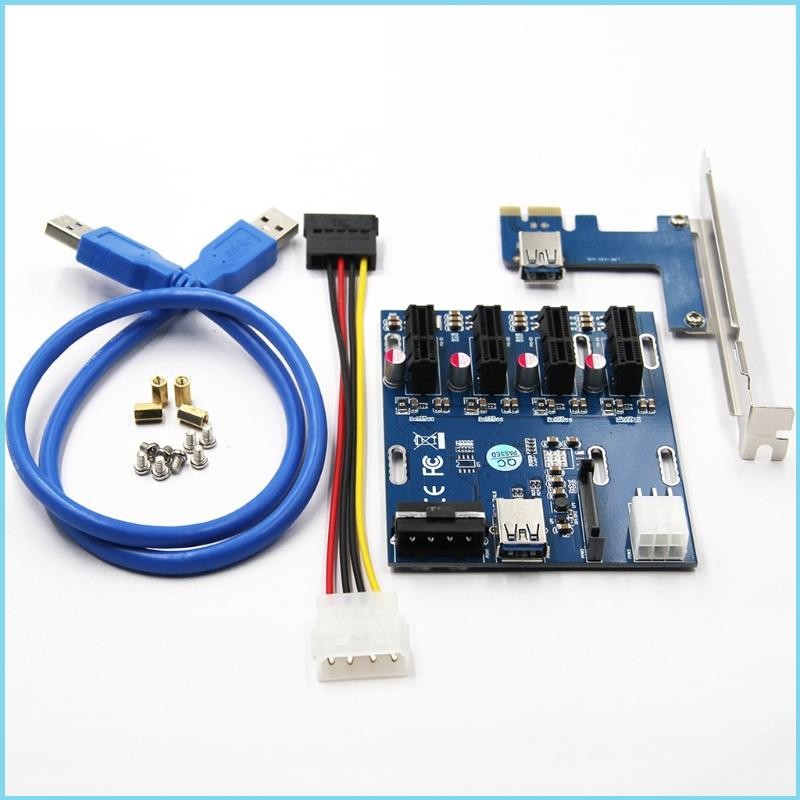 RUN PCI-E to 4 PCIE Expansion Cards 1 to 4 PCI-Express Extender Big 4 ...