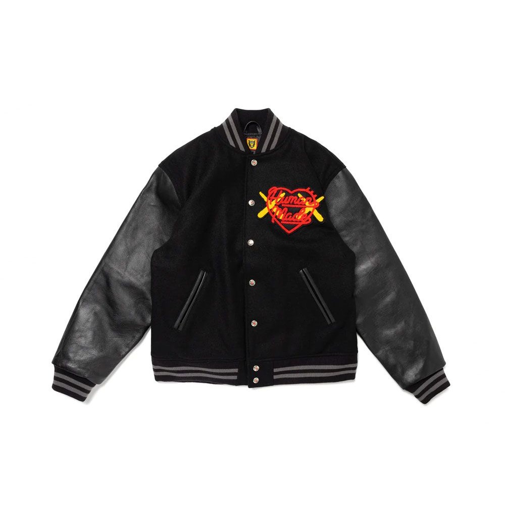 HUMAN MADE x KAWS Varsity Jacket #2 Black Unused | Shopee Malaysia