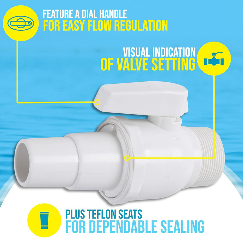 2-Way Ball Valve Float Valve Pool Filter Stop Connector for Home ...