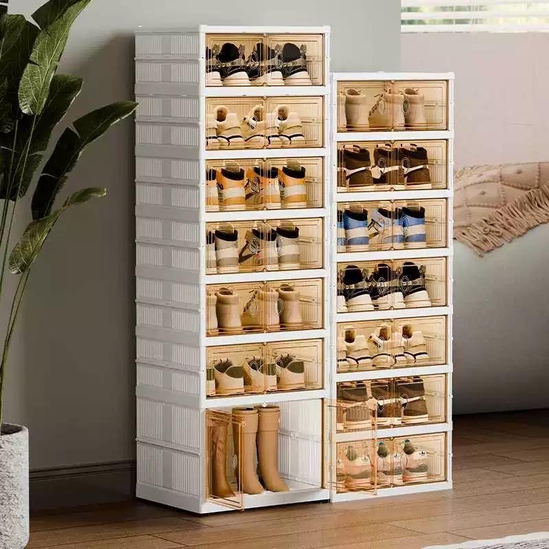 JNP【Free Installation】 Foldable Shoe Organizer–Transparent Shoe Storage ...