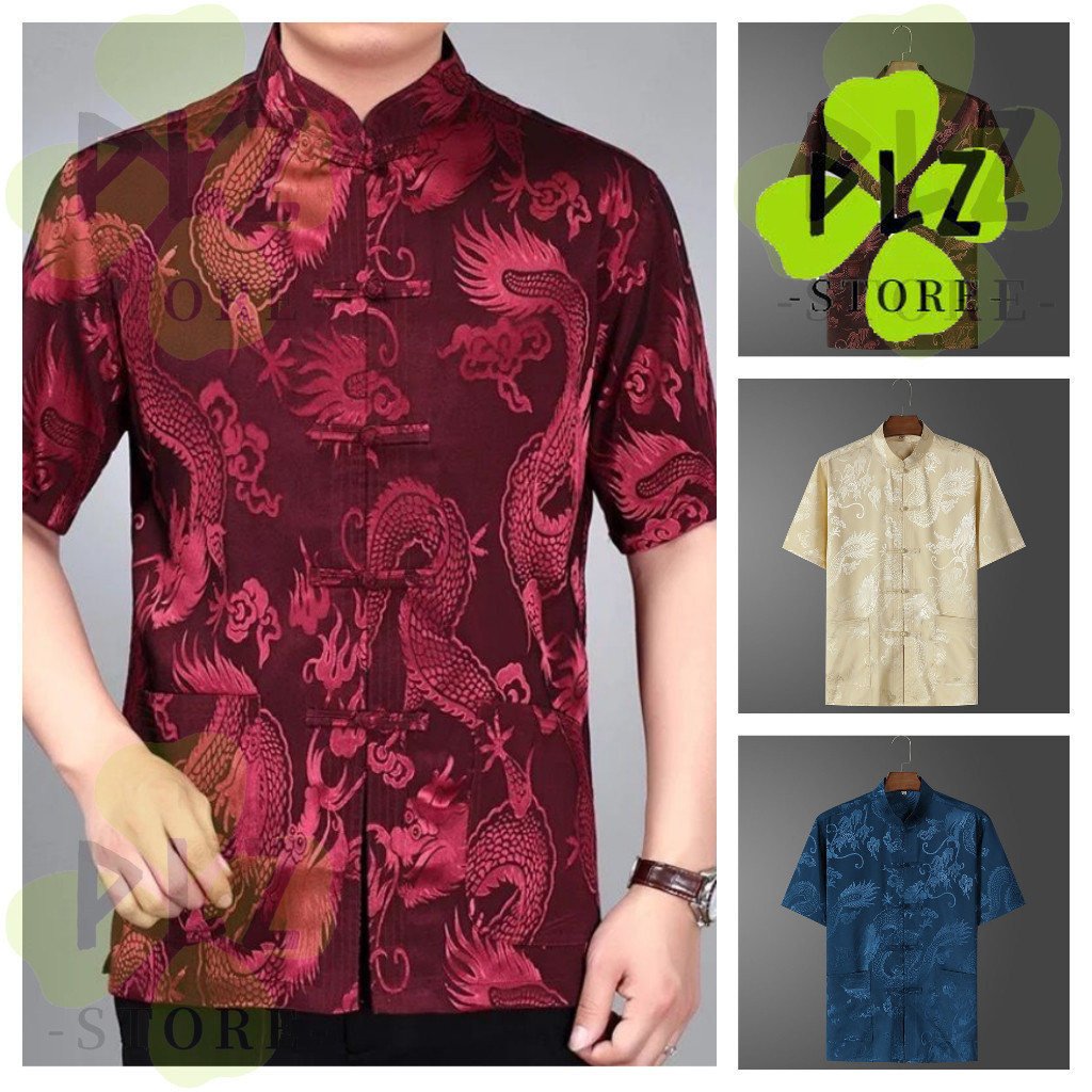 m 2025 CNY 唐装男短袖汉服 Men Samfu Traditional Short Sleeve Cina Baju Raya ...
