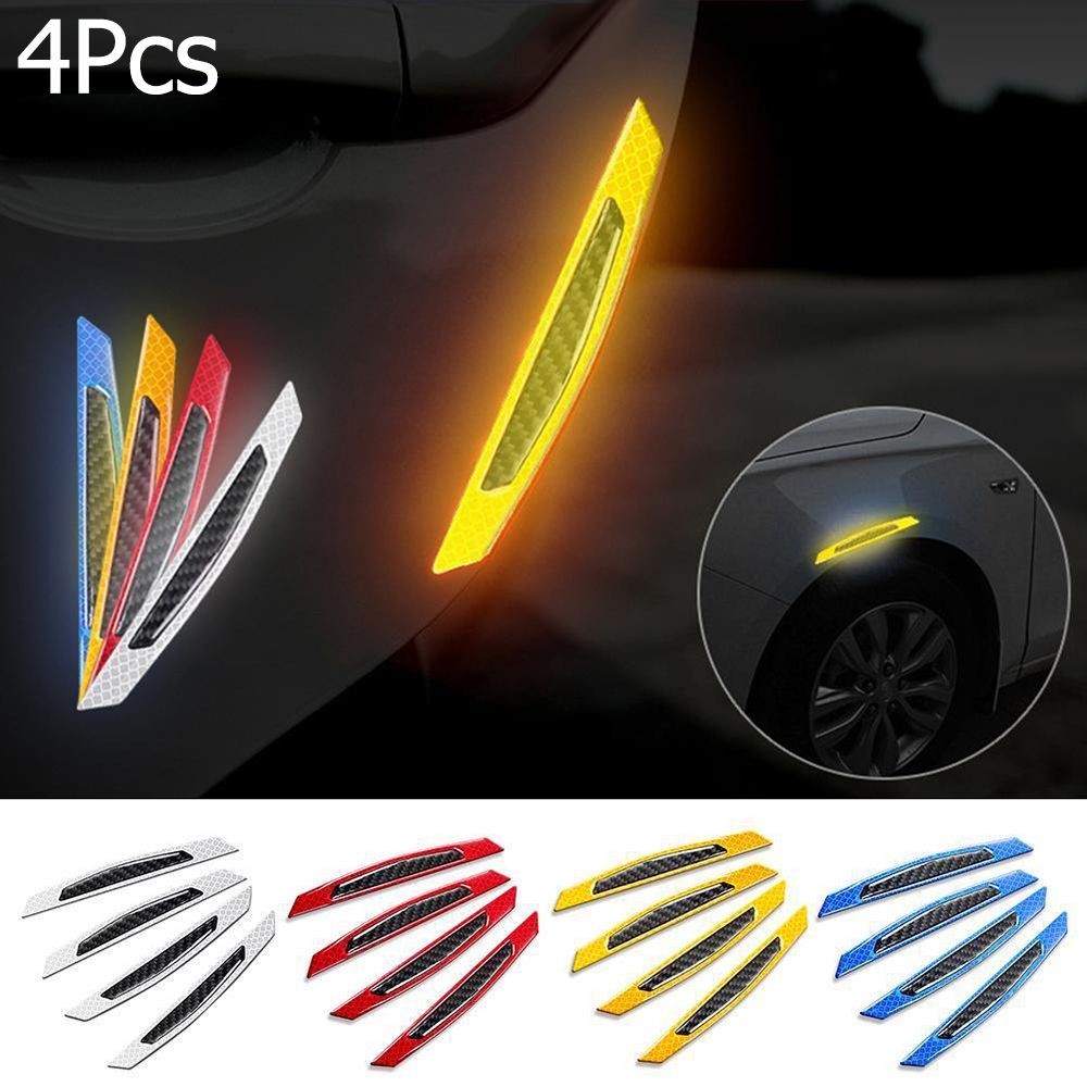 4Pcs/Set Car Door Reflective Sticker Warning Tape Car Reflective Strips ...