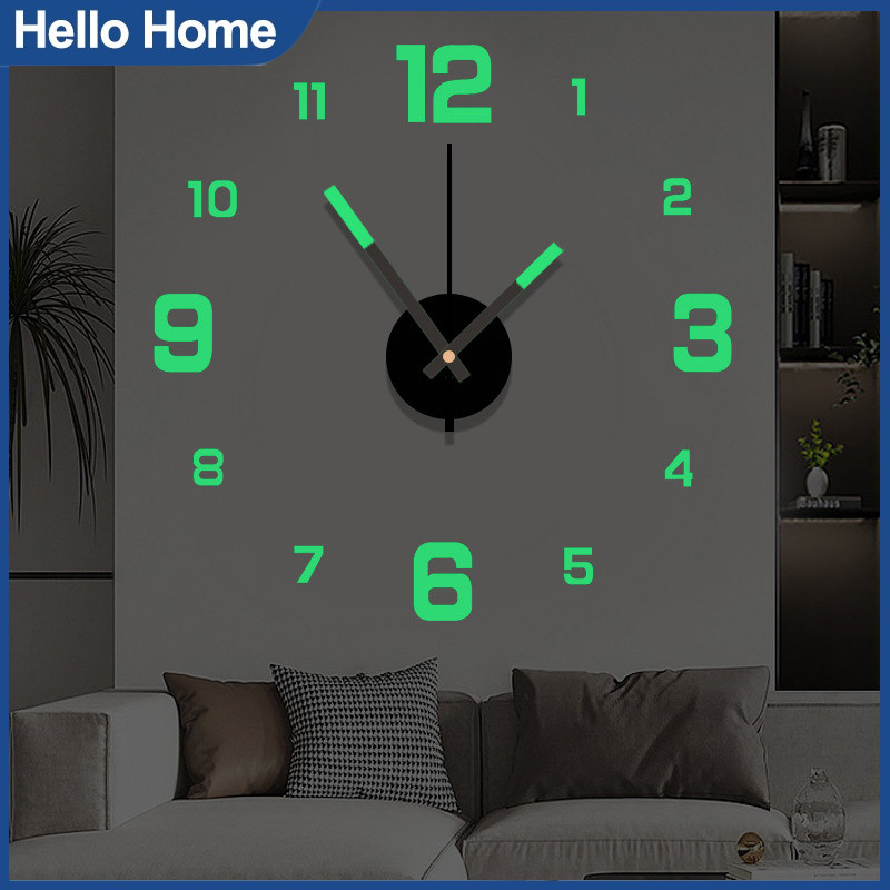 DIY 3D Wall Clock Acrylic Self Adhesive Digital Clock Luminous Wall Sticker Clock Home Decor ...