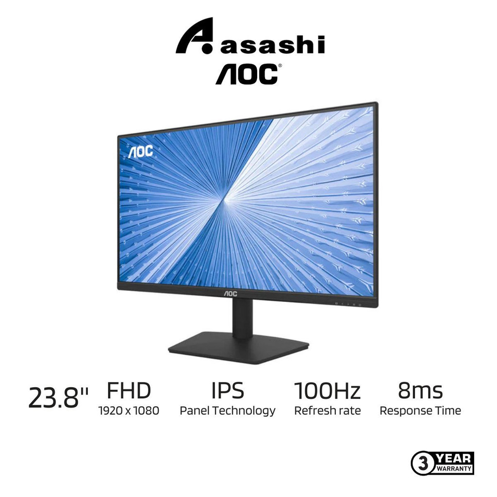 AOC 24B15H2 23.8" 100Hz 8ms GTG IPS Monitor (HDMI x1, VGA x1) | Shopee ...