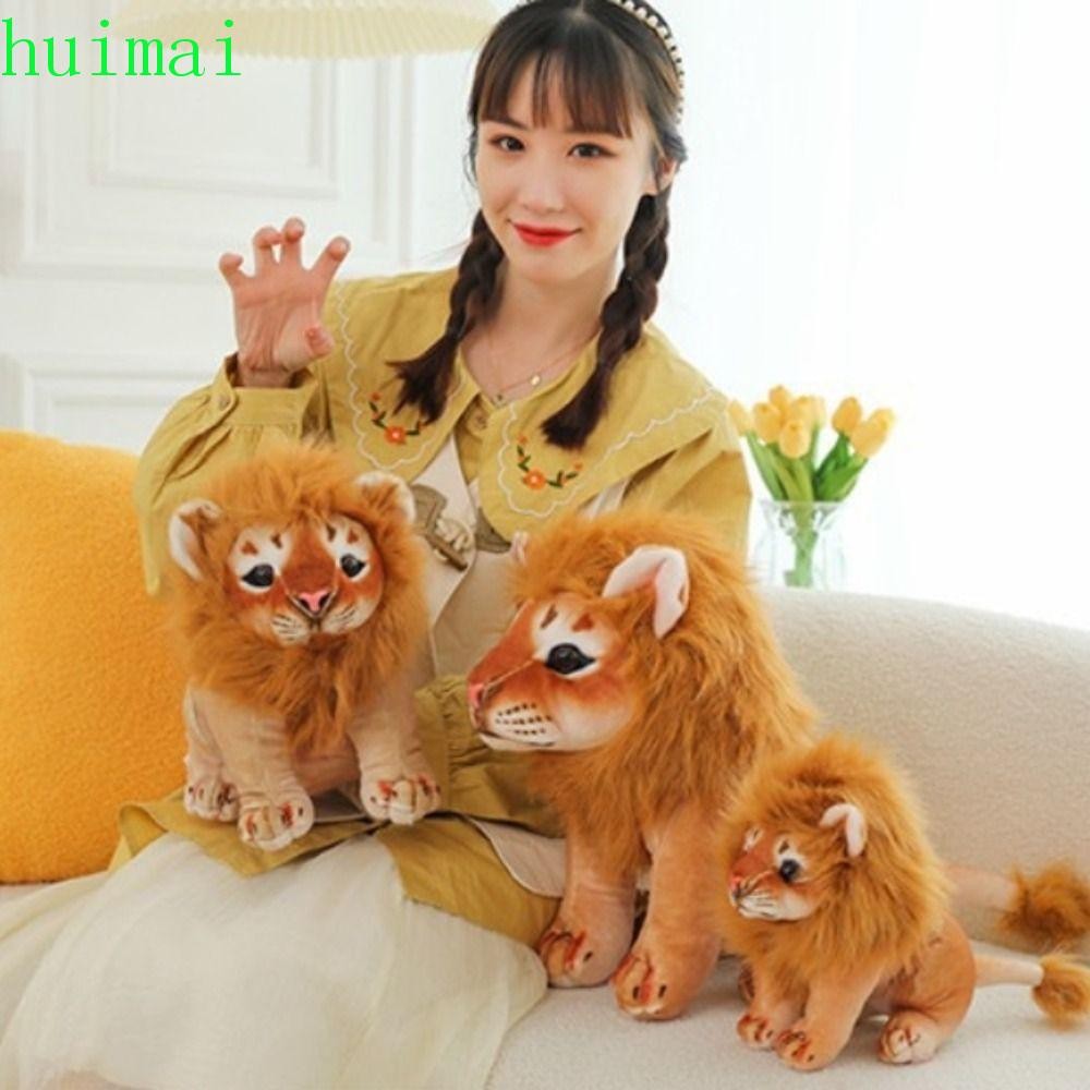HUIMAI Lifelike Male Lion Stuffed Dolls, Long Mane Plush Doll ...