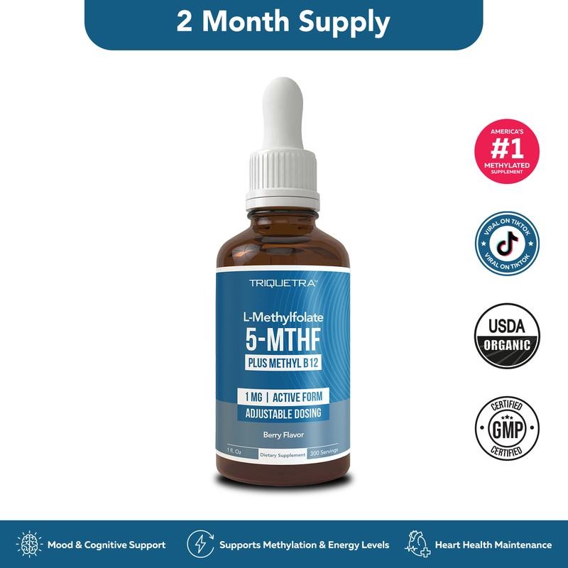 L-Methylfolate (1mg) Plus Methyl-B12 (300 Servings)- Active 5-MTHF Form ...