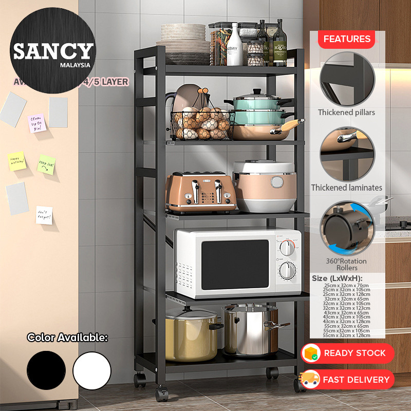 Sancy 3/4/5 Layer Kitchen Shelf Microwave Oven Storage Rack Cabinet ...