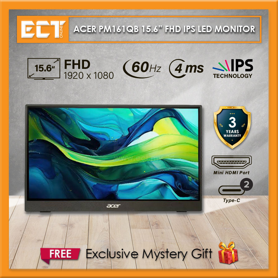 Acer PM161QB 15.6" FHD (1920 x 1080) 4ms 60Hz IPS LED Monitor ( Mini ...