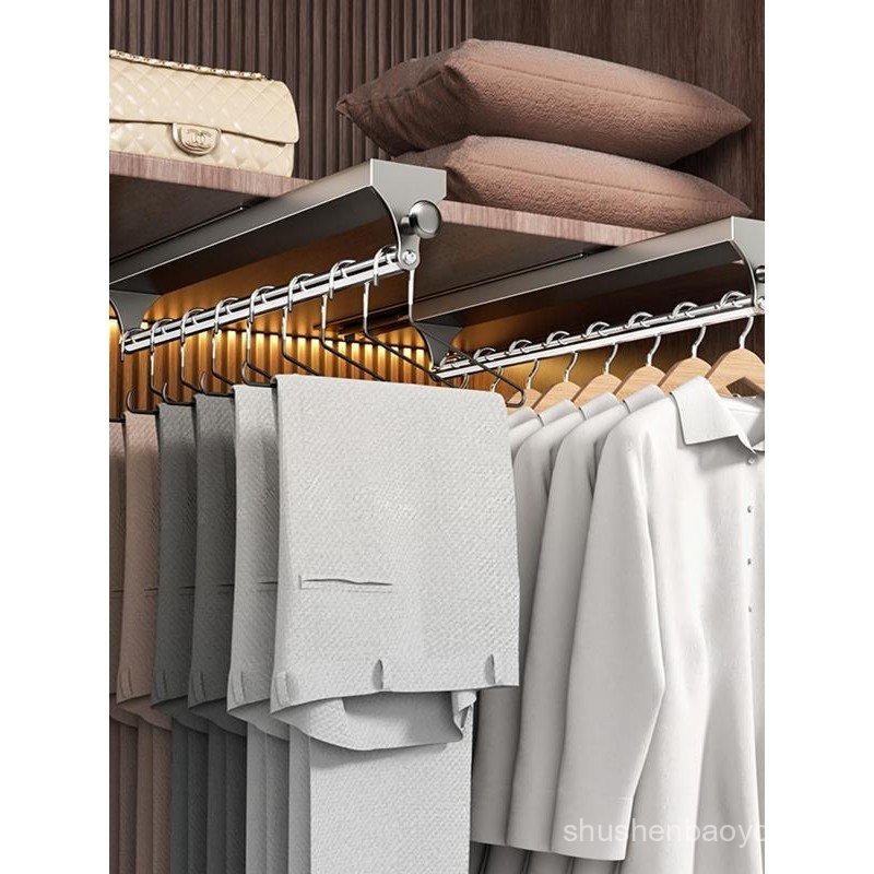 Pants Hanger Telescopic Slide Rail Track Top-Mounted Wardrobe Built-In ...
