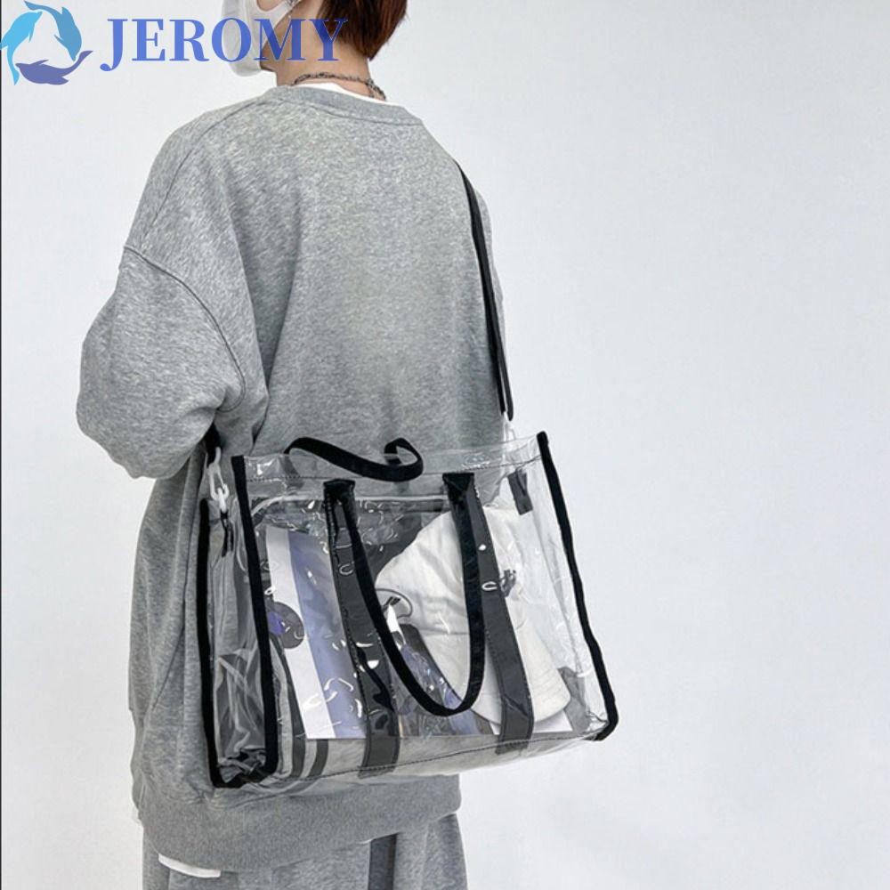 JEROMY PVC Beach Bag, Clear Large Capacity Transparent Tote Bag ...