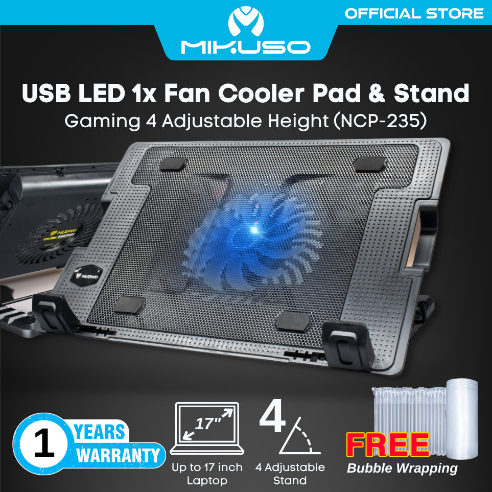 MIKUSO 1 Fan LED Gaming Strong Cooler Pad w Stand Height Adjustable ...