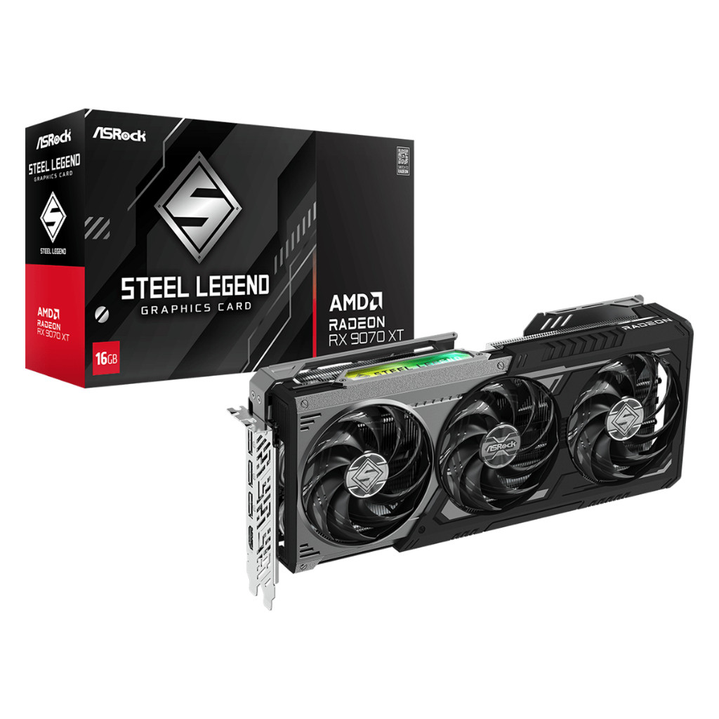 ASRock AMD Radeon RX 9070 XT Steel Legend 16GB GDDR6 (Black / White ...