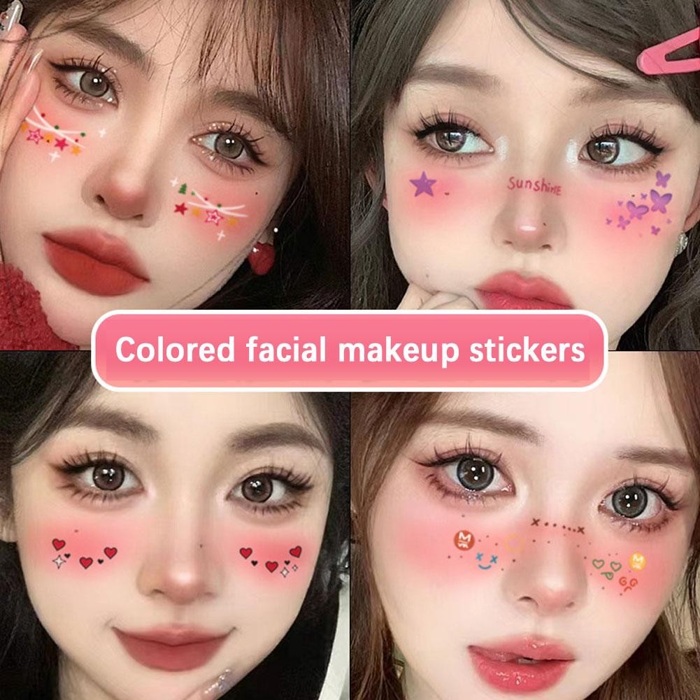 5pcs Christmas Tattoo Stickers Creative Cute Blusher COS Face Stickers ...