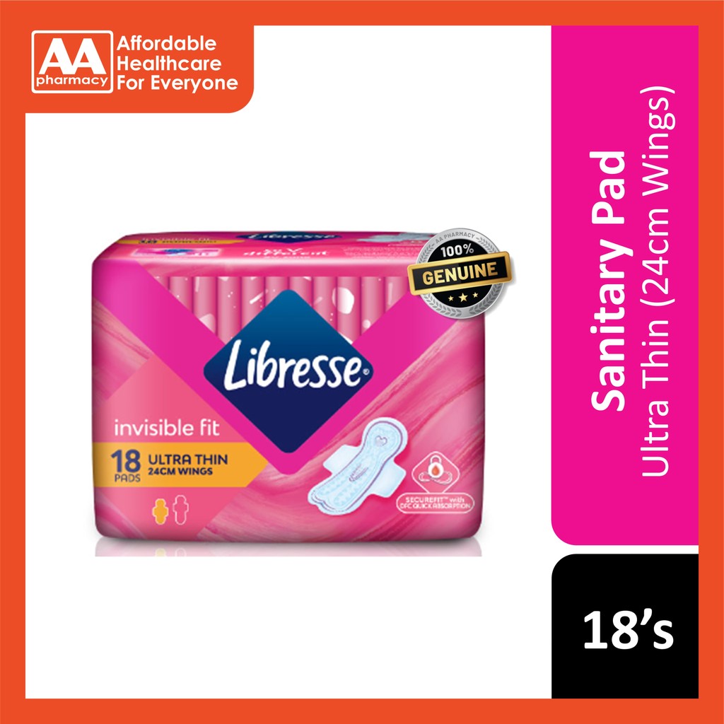 Libresse Pads (Invisible Fit, Ultra Thin, 24cm Wings) 18's | Shopee ...
