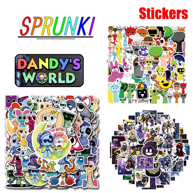 55pcs Sprunki Sticker Kids DIY Gifts Murder Drones Dandys World Sticker ...