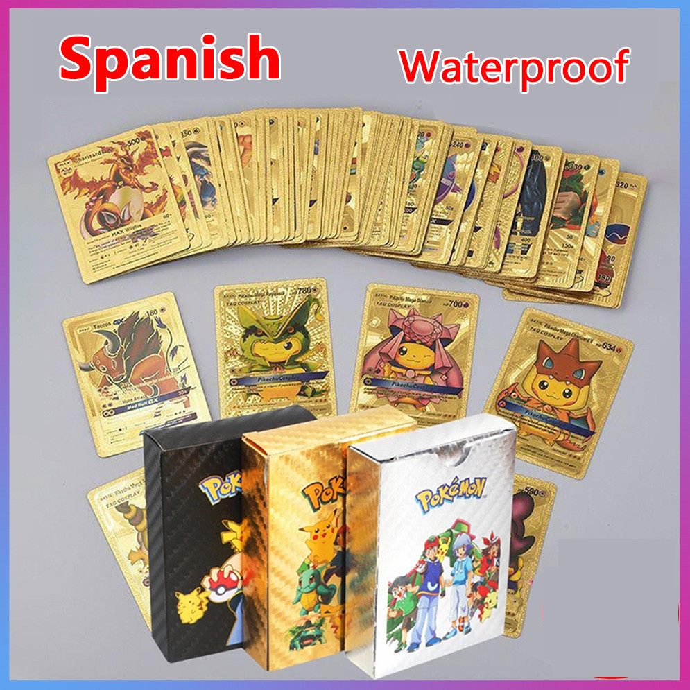 Spanish Charizard Gold Pokemon Card Gold Pikachu Rare Toys Energy High ...