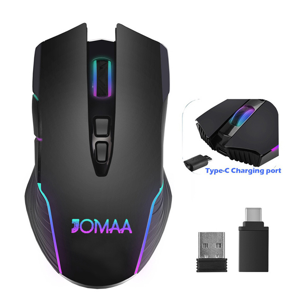 Jomaa RGB Wireless Gaming Mouse LED Backlit Mouse Rechargeable Type-C ...