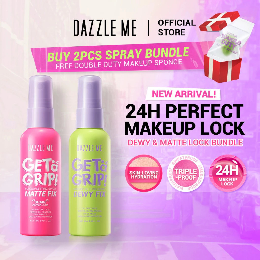 [ready stock] DAZZLE ME Get a Grip Makeup Setting Spray Dewy Fix Glow ...