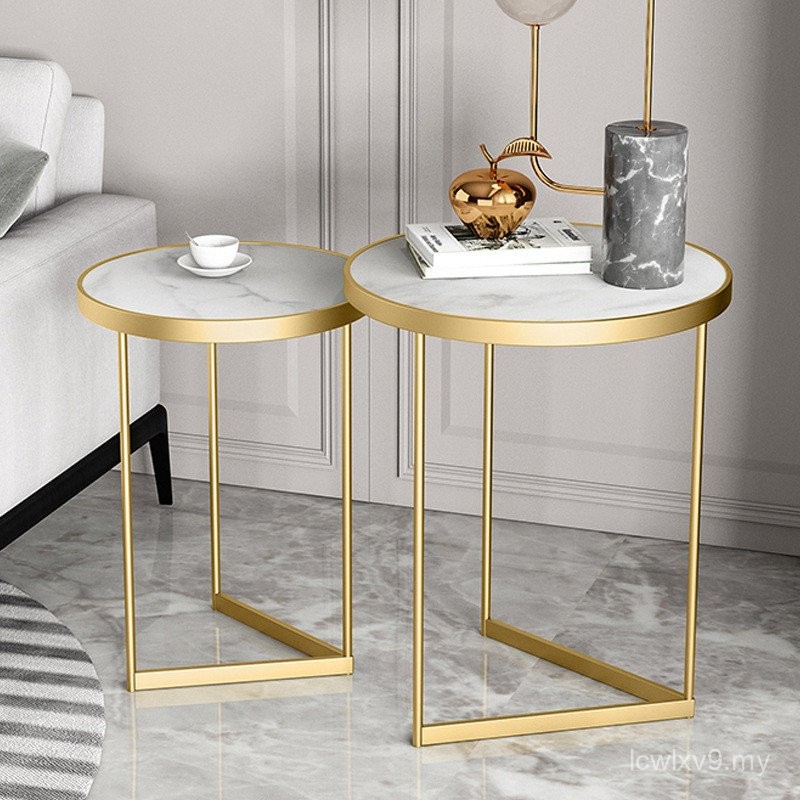 Meja sisi kepingan batu Itali, kombinasi meja kopi kecil berlapis dua ...