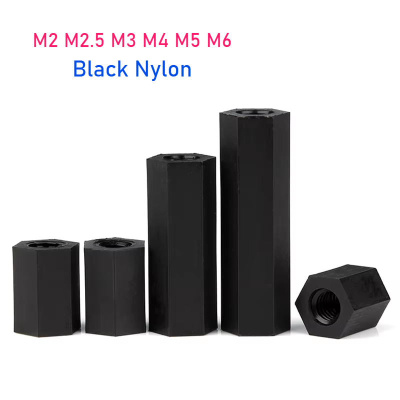 M2 M2.5 M3 M4 M5 M6 Black Nylon Hex Standoff Plastic Double Pass ...
