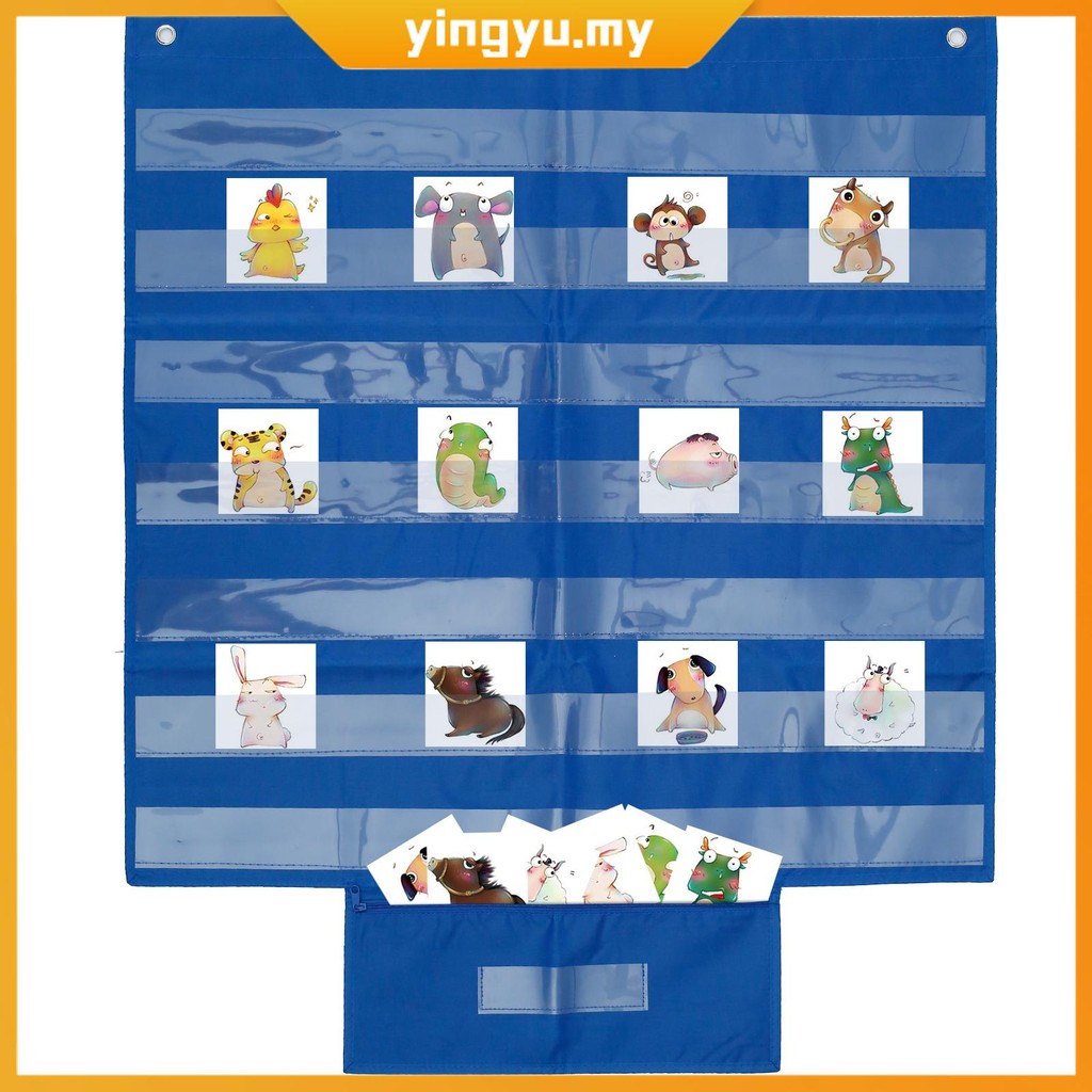 Pocket Chart Sentence Strip Holder with 7 Plus 1 Pockets Large ...