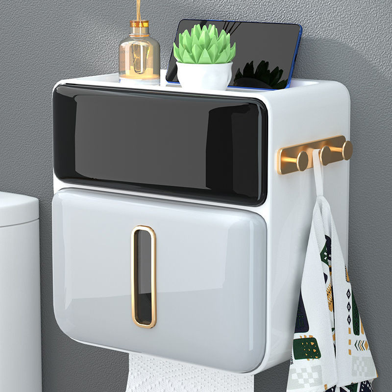 Toilet Paper Box Wall-Mounted Perforated Paper Roll Paper Toilet Paper ...