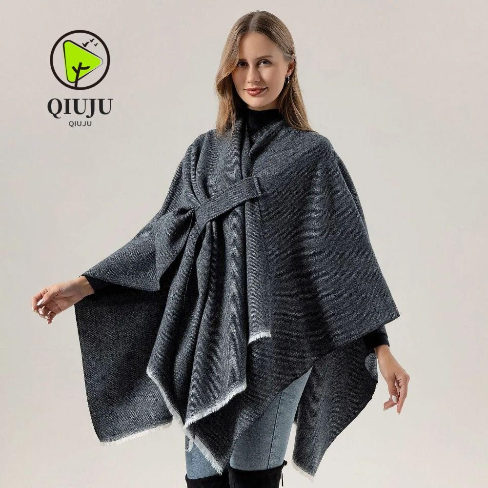 QIUJUU Warm Ponchos, Soft Double-Sided Shawl, High Quality Cashmere ...