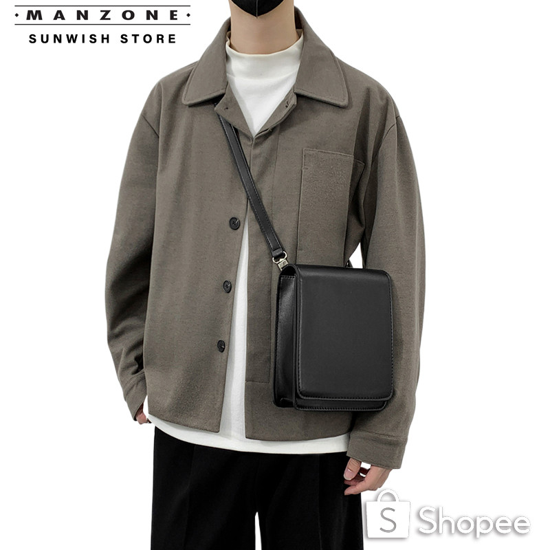 SUNWISH SWS6305 Retro Vertical Waterproof PU Leather Men Sling Bag ...