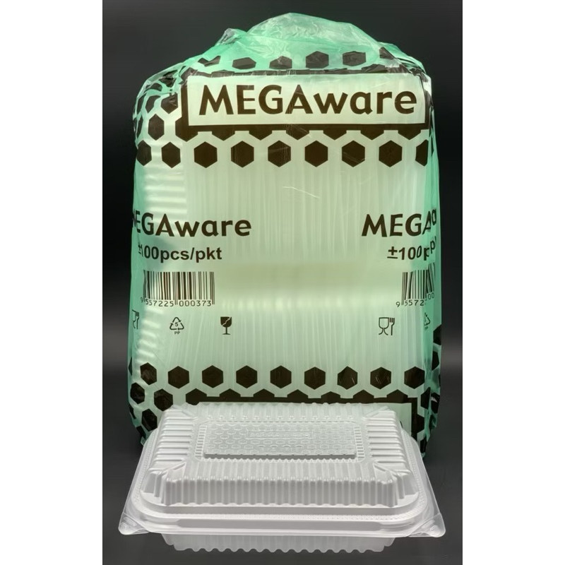 MEGAWARE- medium PP1/ PP2 Lunch Box [ 100pcs± ] Disposable Plastic Food ...