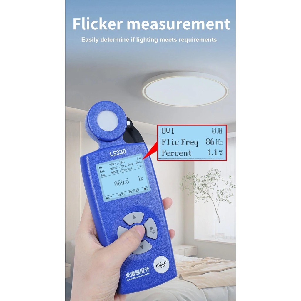 LS330 Spectral Illuminance Meter Luxometer Light Meter Digital CCT UVI ...