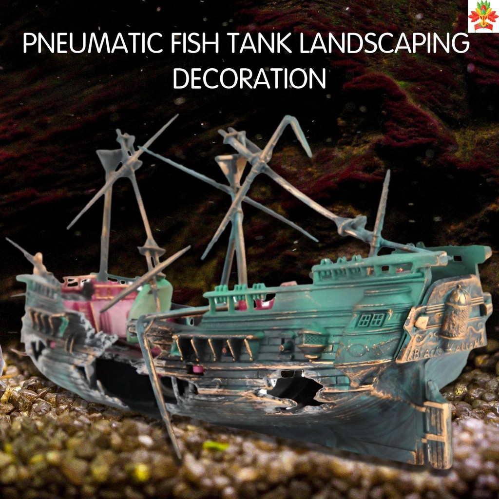 Aquarium Ship Fish Tank Decor Pneumatic Fish Tank Boat Resin Shipwreck ...